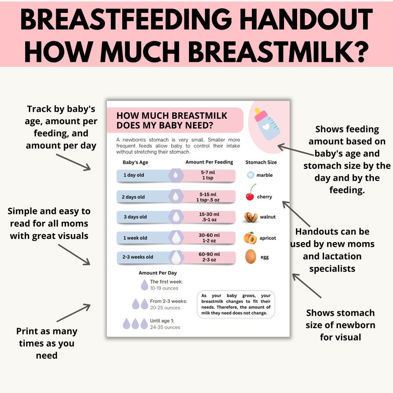 Newborn Breastfeeding Education| Digital PDF | How Much Milk Does Baby ...
