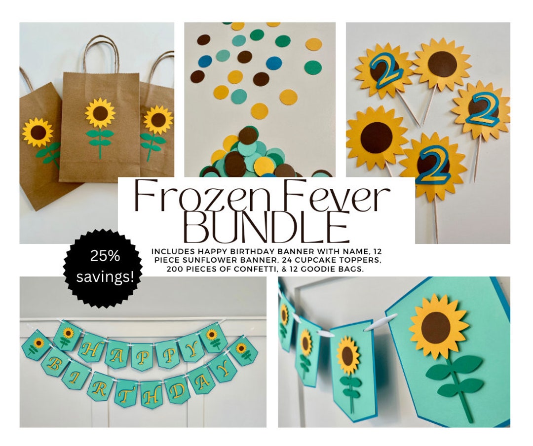 Frozen Fever Inspired Sunflower BUNDLE Paper Banner Happy Birthday ...
