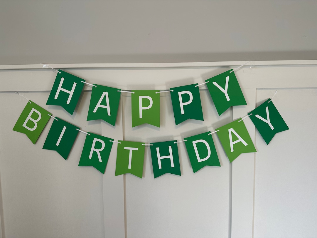 Green Paper Banner Happy Birthday Banner Green Ombre Birthday Banner ...