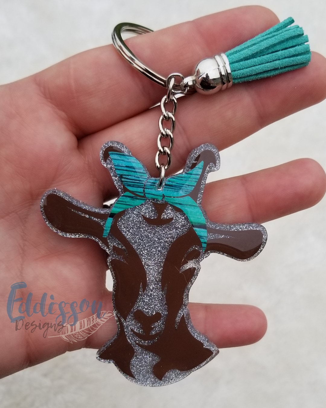 Goat With Bandana Glittered Keychain | READY to SHIP or PERSONALIZE - Etsy