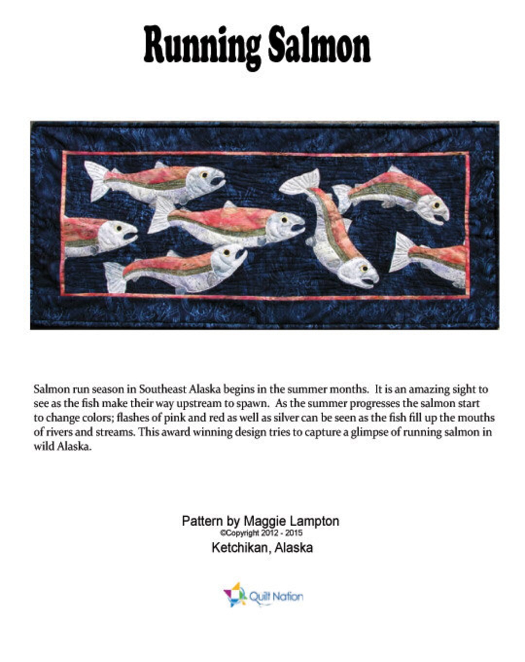 Running Salmon Fusible Applique Quilt Pattern. - Etsy