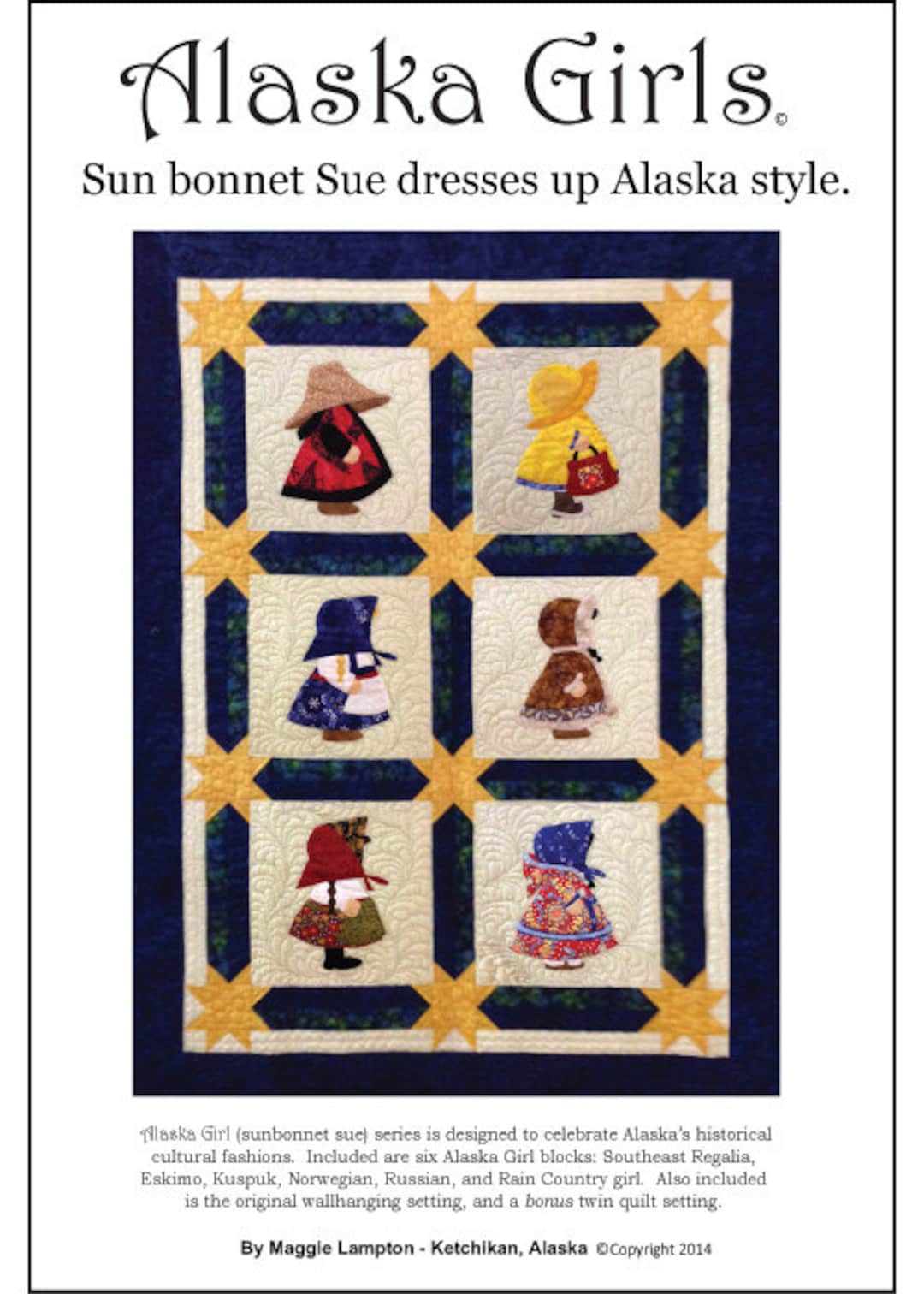 Alaska Girl Quilt Blocks (sun Bonnet Sue Style.) Pattern Includes Six ...