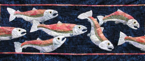 Running Salmon Fusible Applique Quilt Pattern. - Etsy