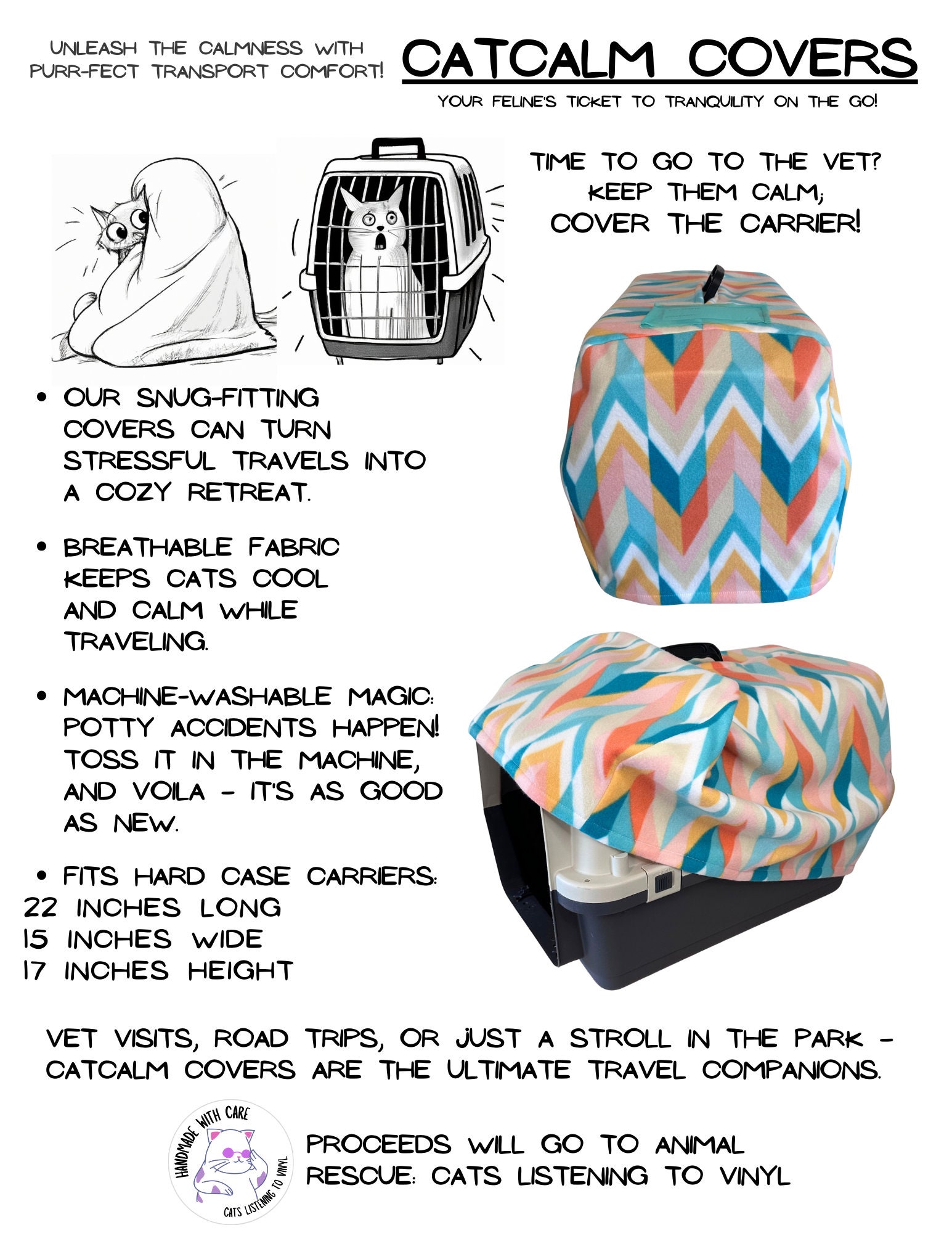 Catcalm Cat Carrier Cover Chevron Print Unleash the Calmness With Purr ...