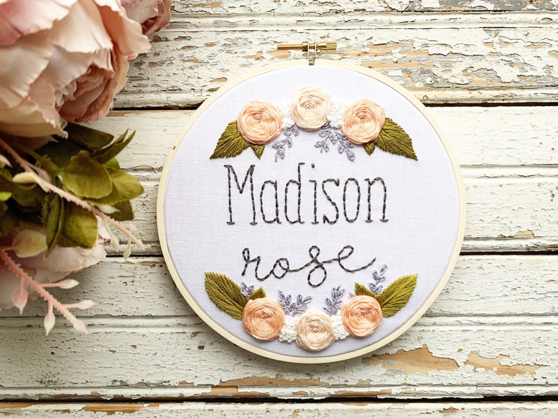 Custom Name Hoop Baby Name Embroidery Nursery Name Sign | Etsy