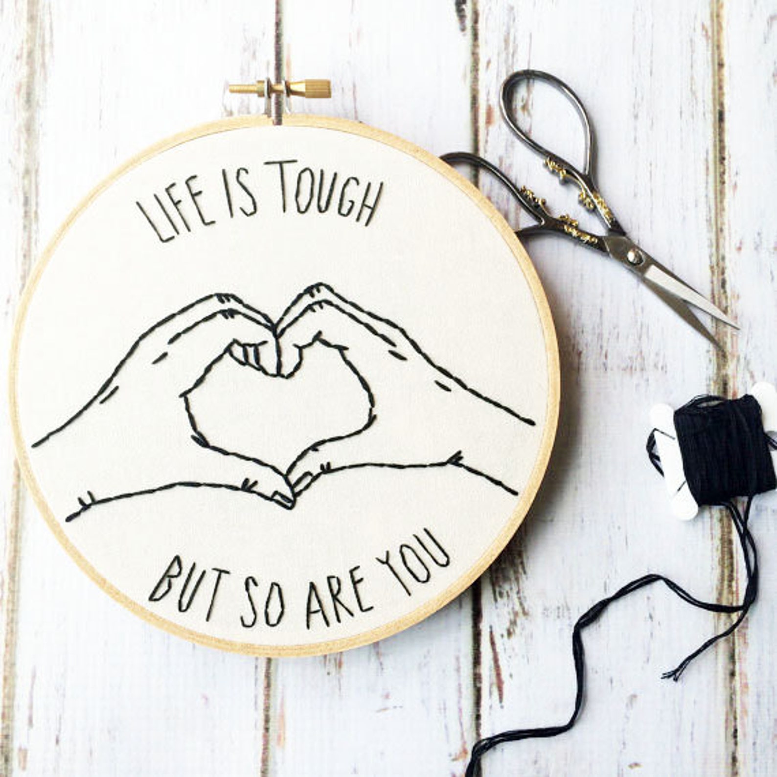 Life is Tough but so Are You Motivational Wall Decor Embroidery Hoop ...