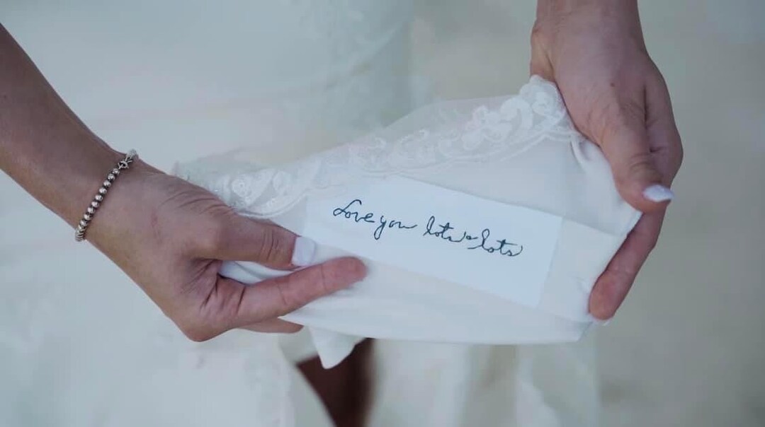 Memorial Handwriting Note for Wedding Dress, Personalized Wedding Dress ...