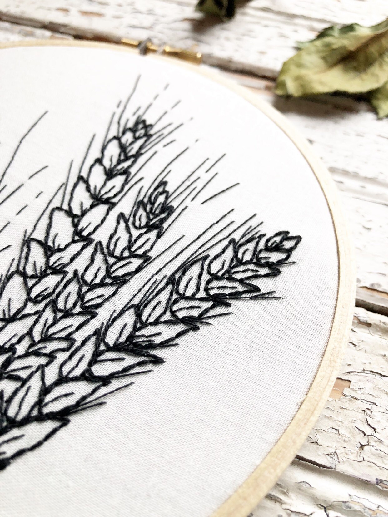 Rustic wheat embroidered hoop art | Etsy