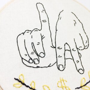 L.A. Hand Sign Los Angeles Art Funny Embroidery Embroidery Hoop Art ...