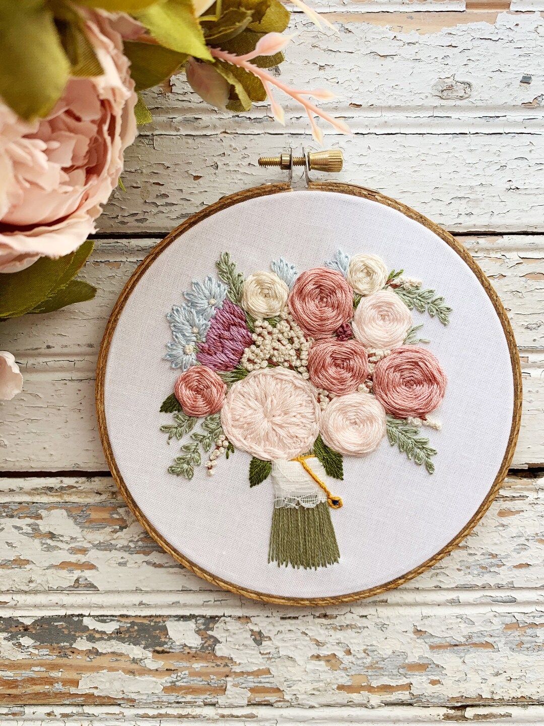 Embroidered Bouquet Keepsake for Bride, Second Anniversary Wedding ...