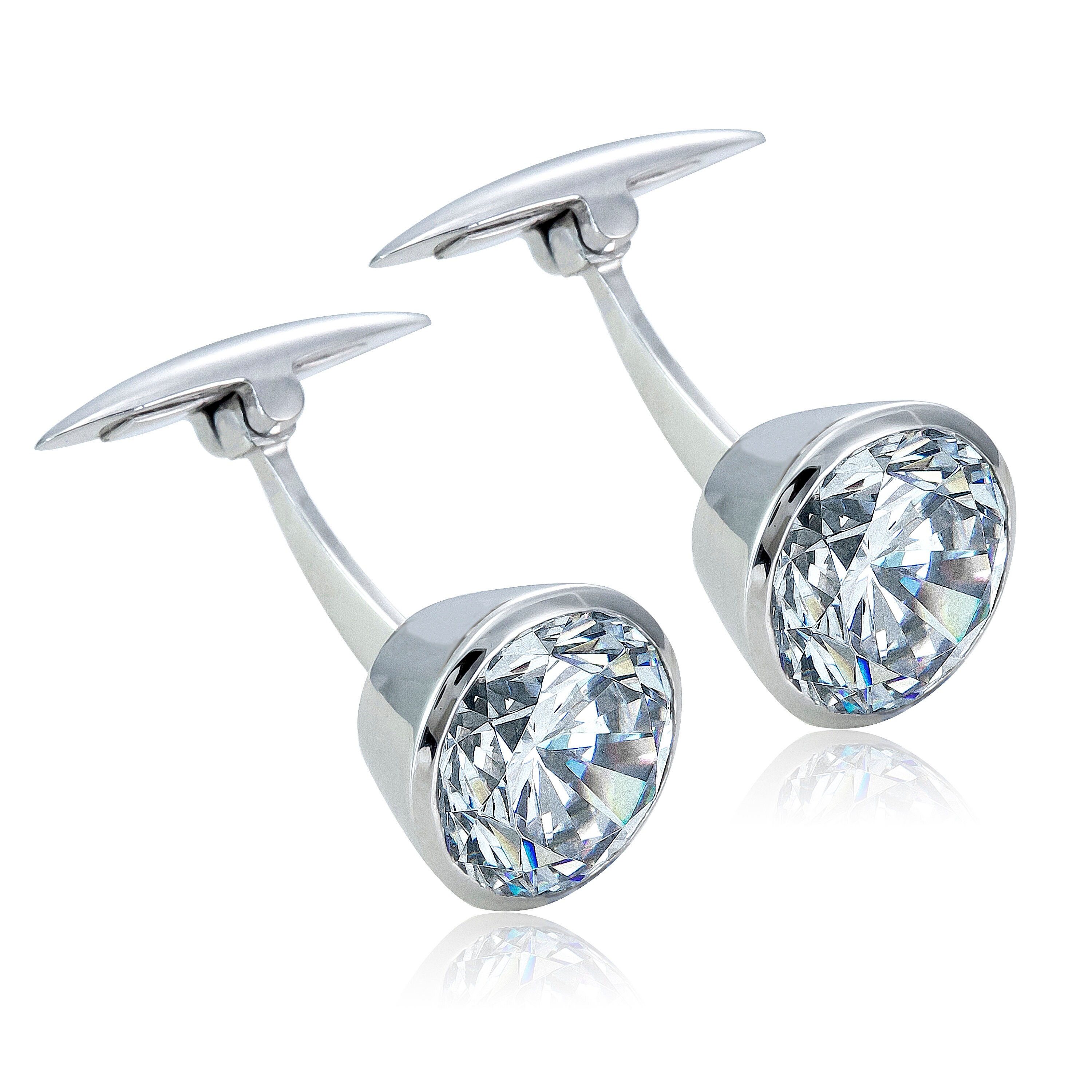 3.5 Carat Each Round Bezel Set Cufflinks High Quality Lab Grown Diamond ...