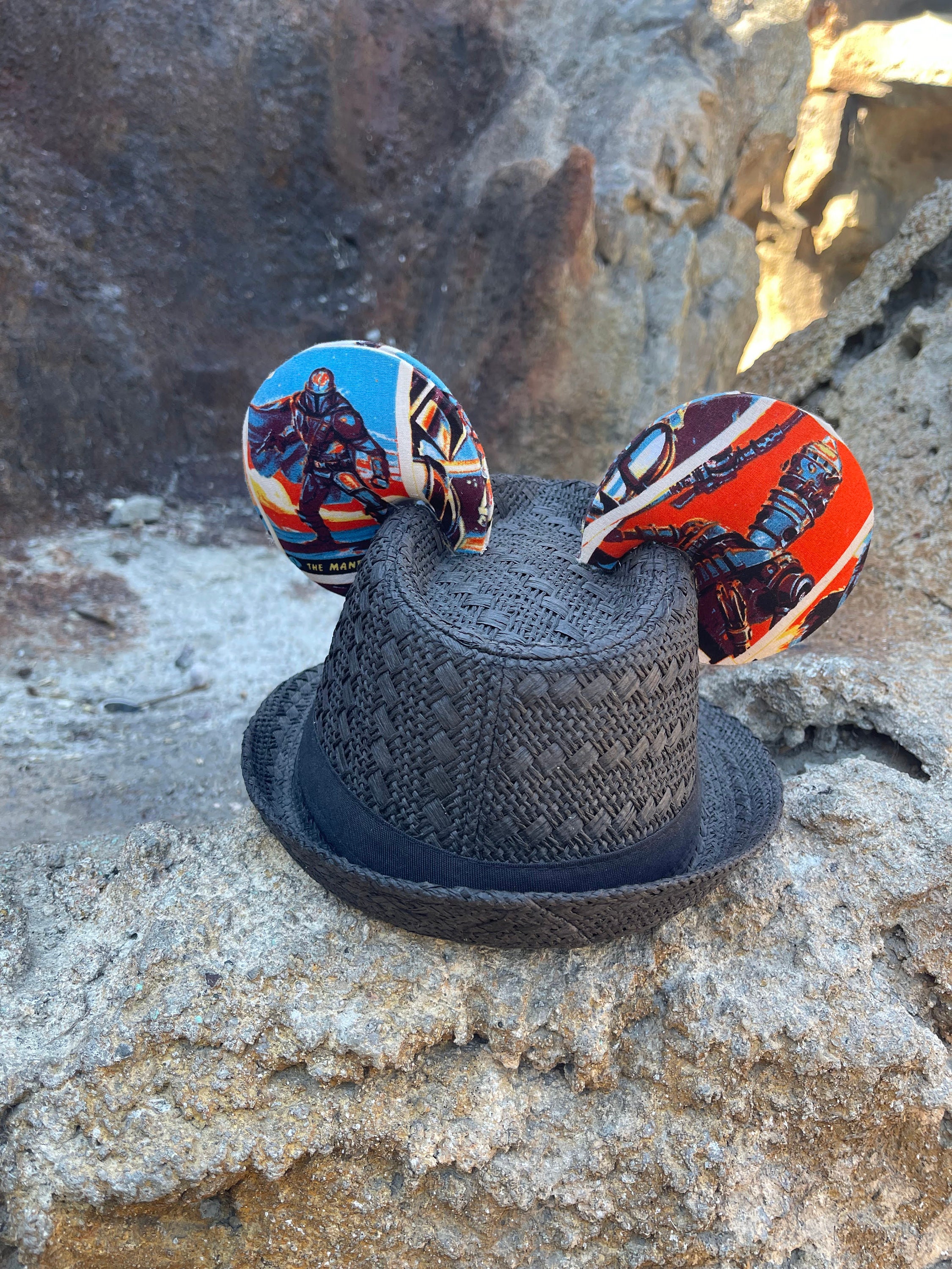 Fedora Ears Disney Madalorian Hat,disney Dad Mouse Ears, Mouse Ears Hat ...