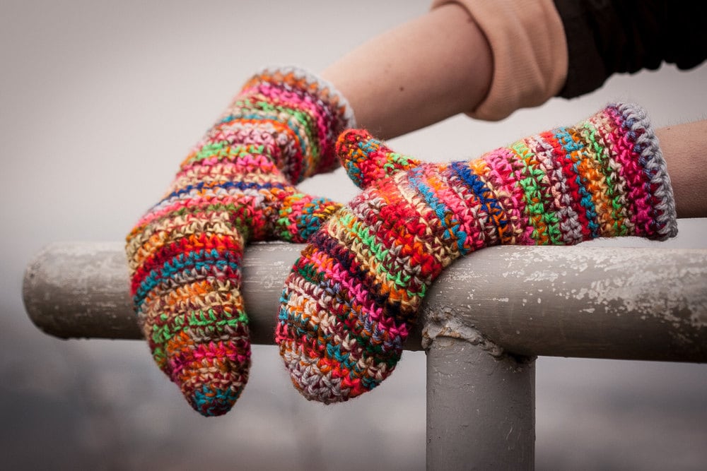 Multicolored Winter Mittens / Colour Mixes Crochet Arm Warmers - Etsy