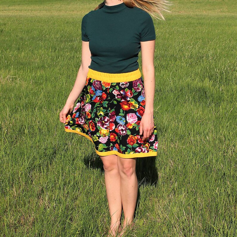 Circle Skirt With Flowers / Spring Summer Yellow Skirt / Flower Yellow ...