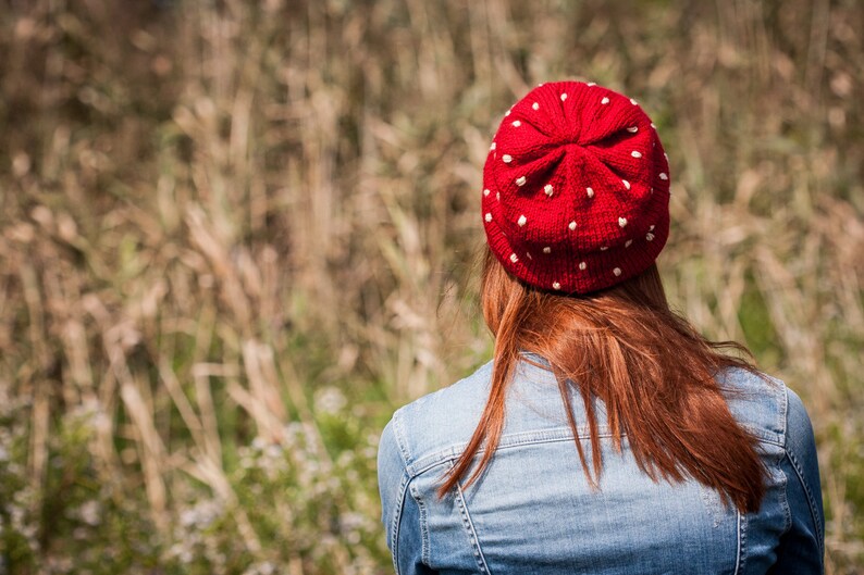 Red Polka Slouchy Beanie Hat / Fall Winter Red White Hat With ...
