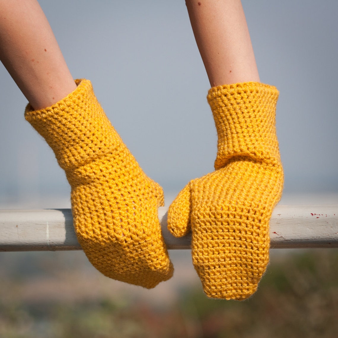 Yellow Mustard Winter Mittens / Yellow Mustard Crochet Arm Warmers ...
