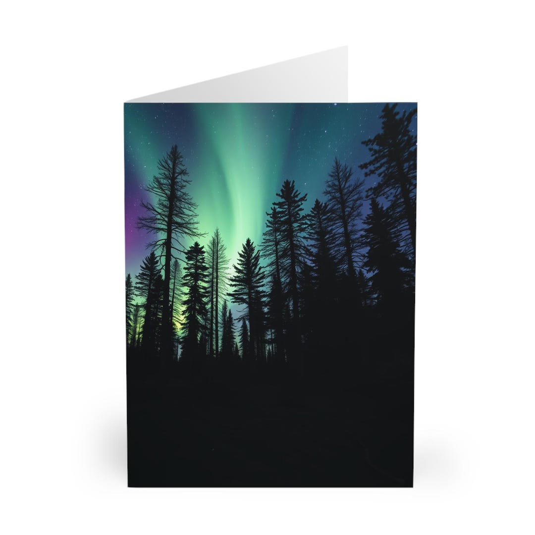 Greeting Cards, Northern Lights, Nature Stationery, Forest Art Prints ...
