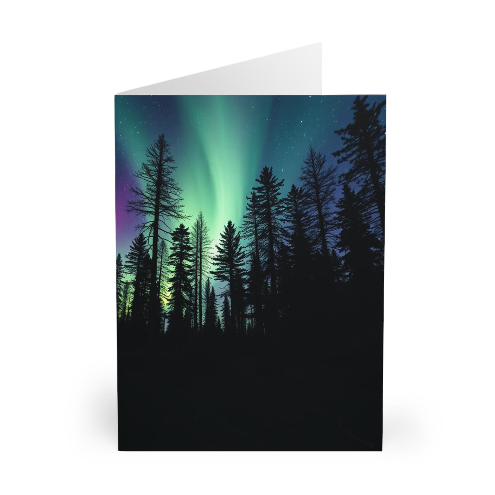 Greeting Cards, Northern Lights, Nature Stationery, Forest Art Prints ...