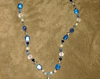 Blue Crystal Bead Necklace - Etsy