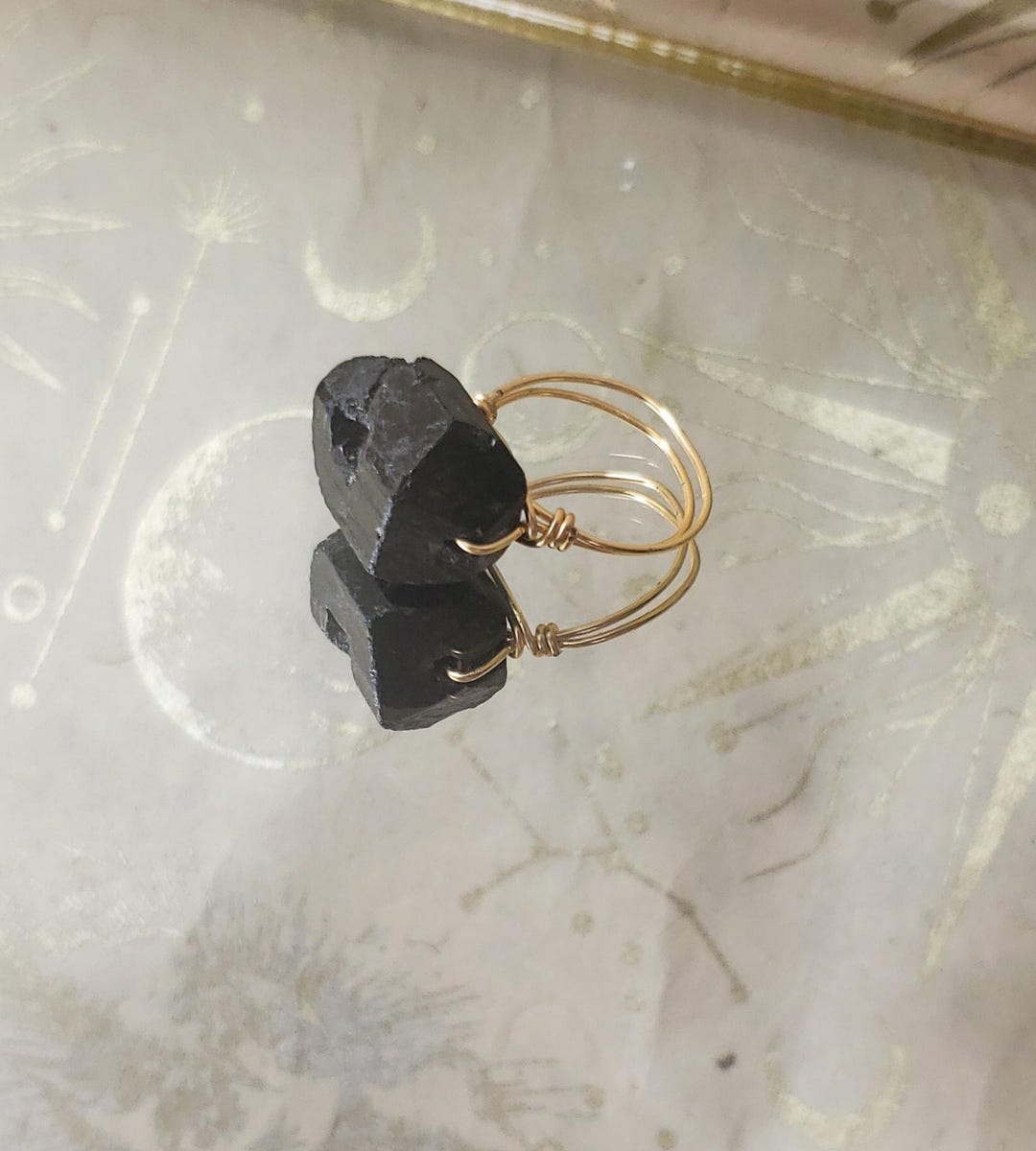 Raw Black Tourmaline/protection Ring/raw Natural Black Tourmaline/wire ...