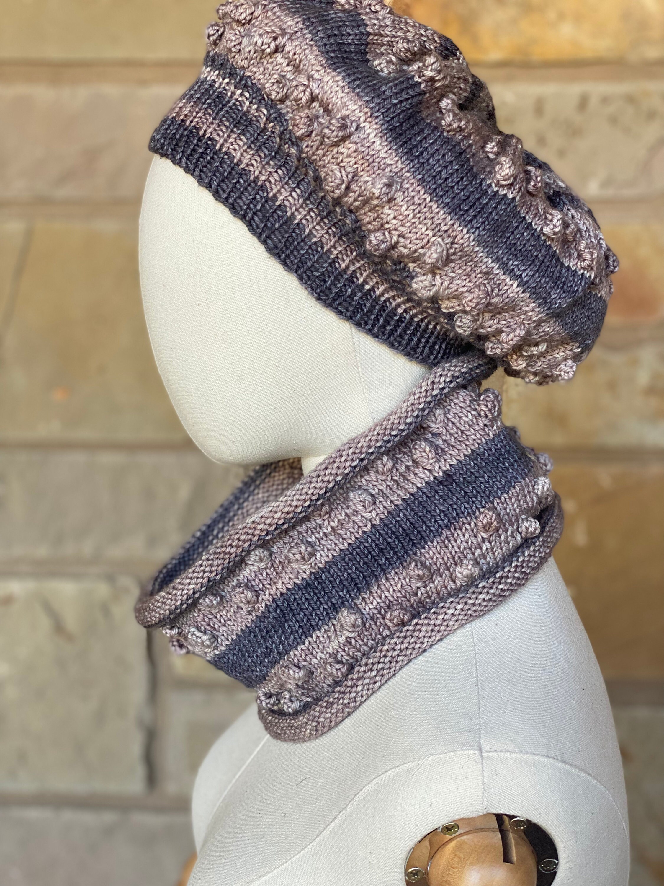 KNITTING PATTERN PDF : Knit Bobble Tam Hat With Matching Rolled Edge ...