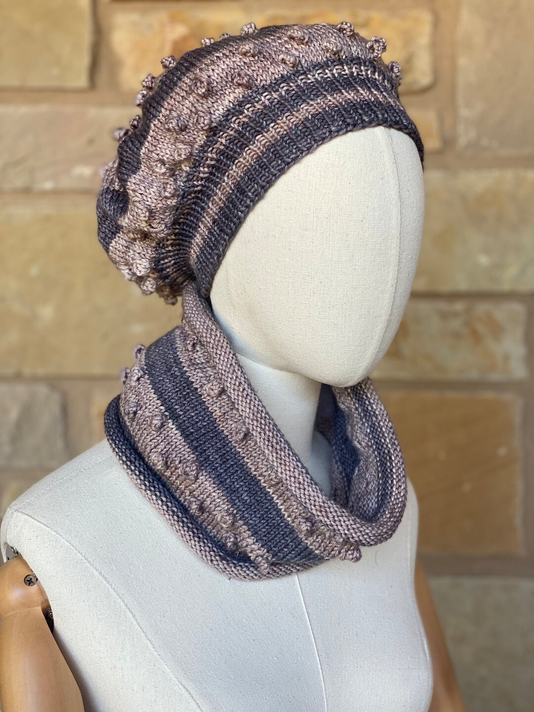 KNITTING PATTERN PDF : Knit Bobble Tam Hat With Matching Rolled Edge ...