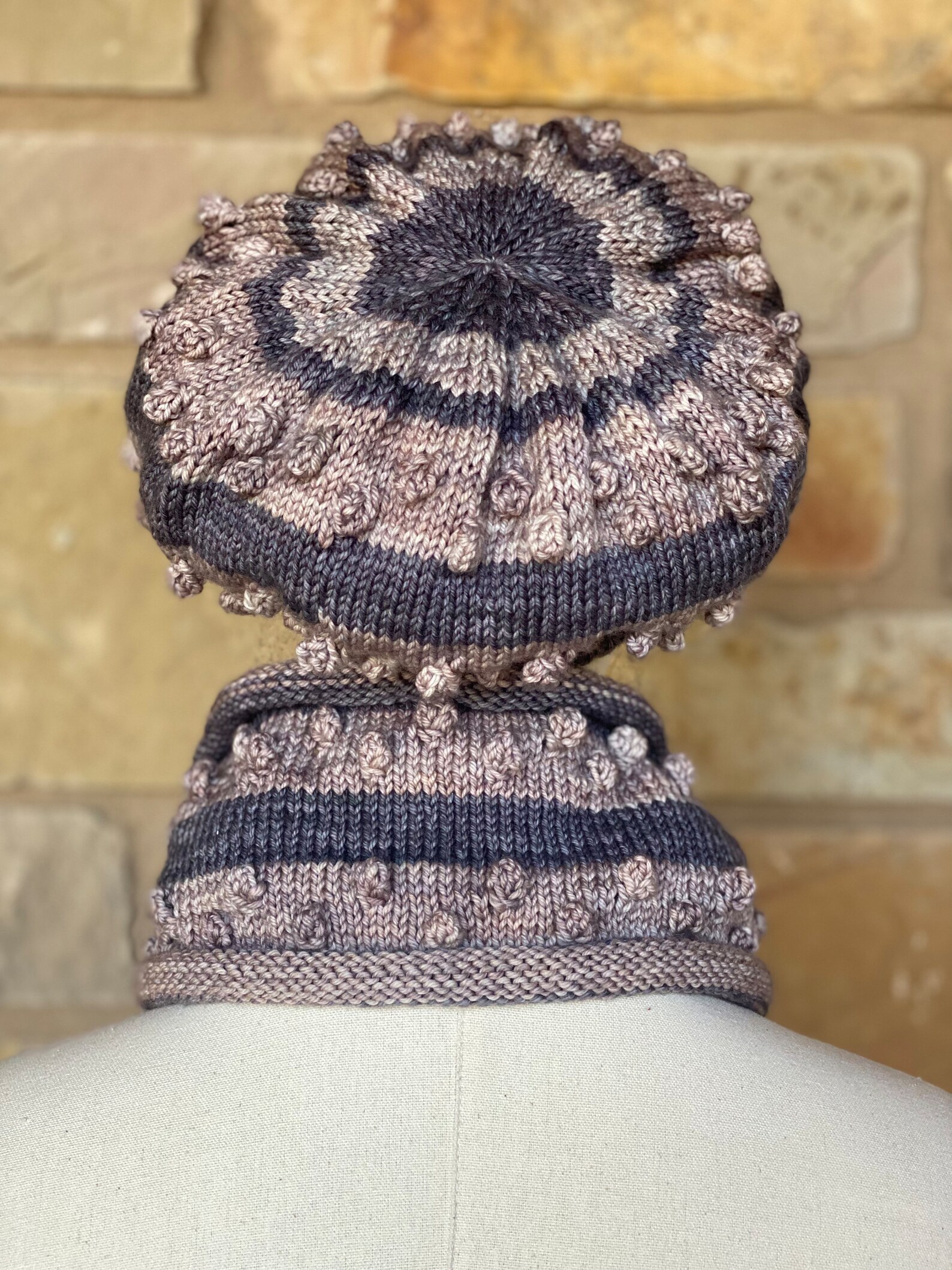 KNITTING PATTERN PDF : Knit Bobble Tam Hat With Matching Rolled Edge ...