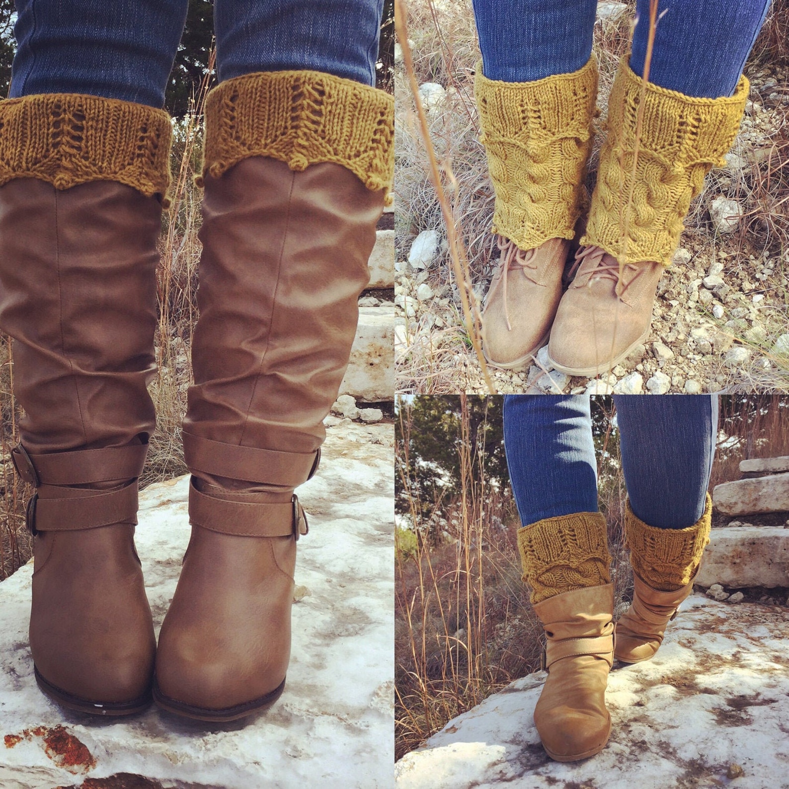 KNITTING PATTERN : "meadow" Lace, Cable and Bobble Knit Boot Toppers ...