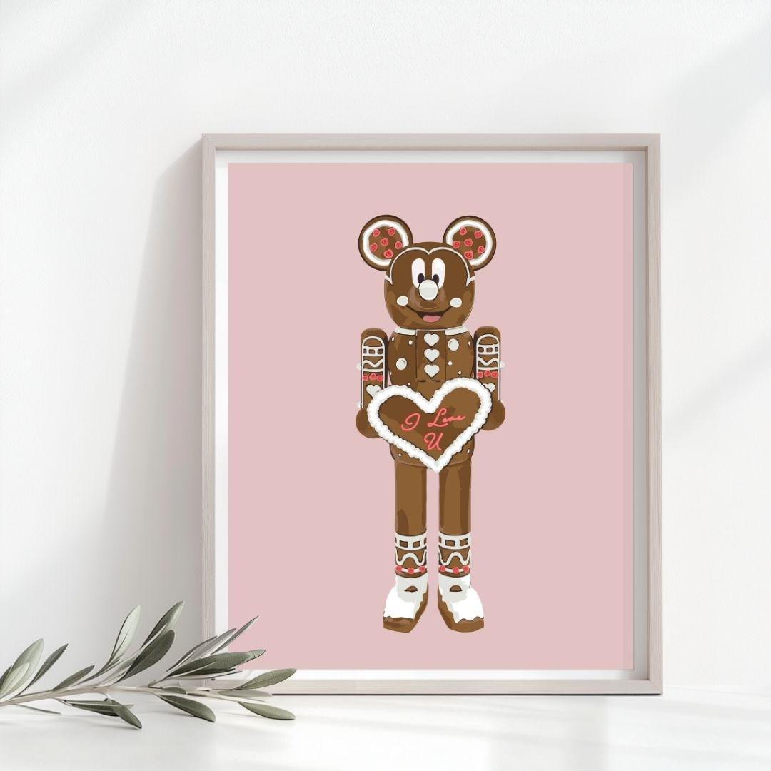 Mickey Gingerbread Valentines Printable Art Home Decor | Cute Love ...
