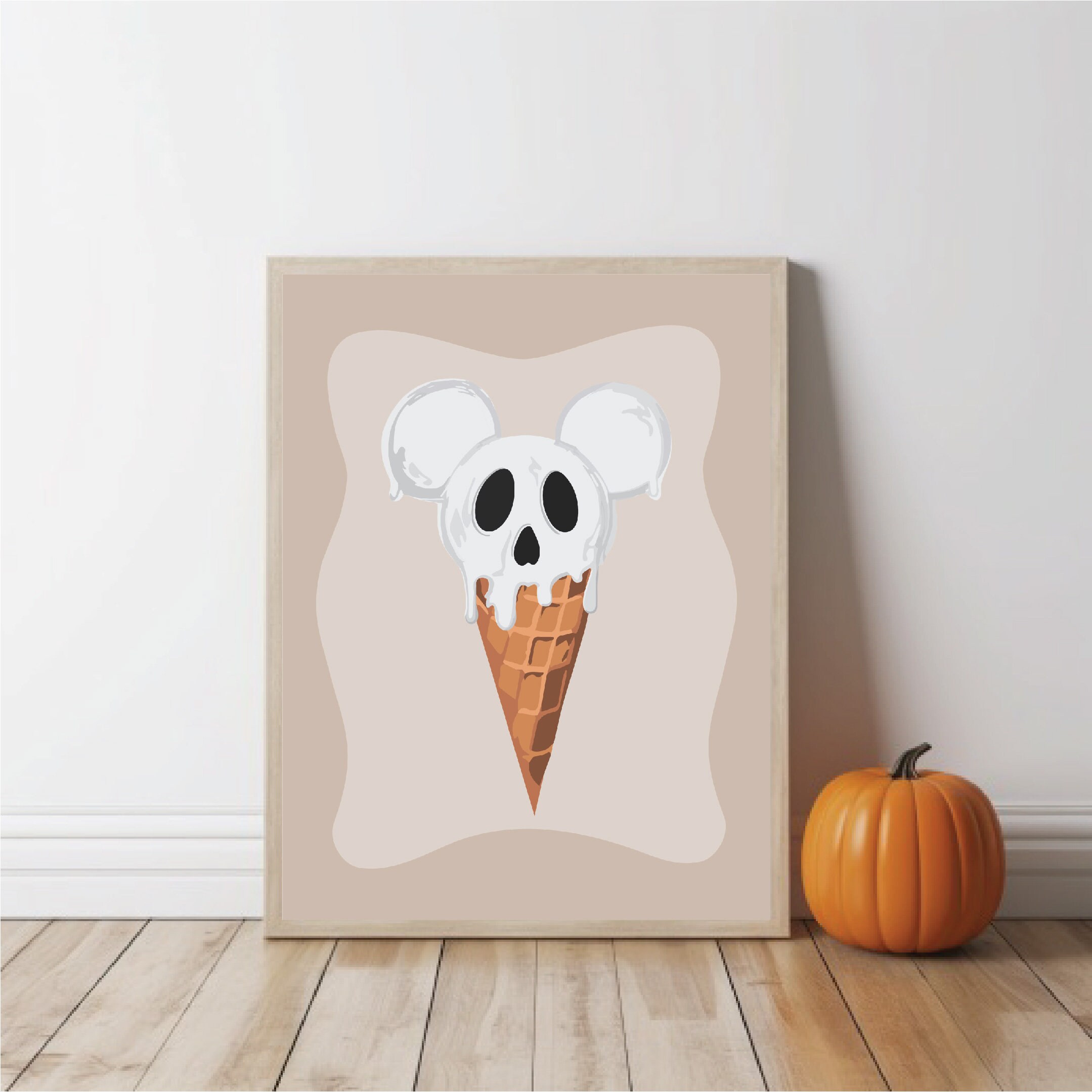Mickey Melting Ice Cream Cone Printable Wall Art | Disney Halloween ...