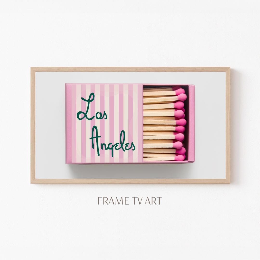 Personalize Pink Matchbox Hotel Style Frame TV Art | Beverly Hills ...