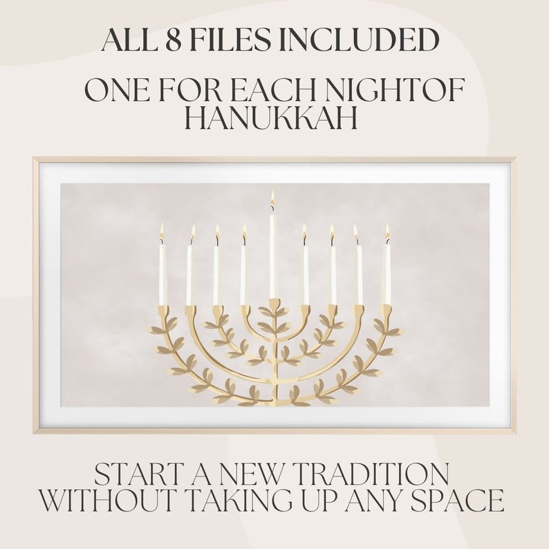 All 8 Included Hanukkah Menorah Samsung Frame TV Art Holiday Decor ...