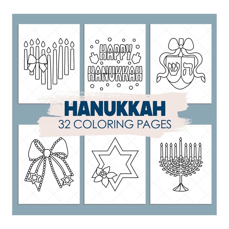 Hanukkah Coloring Pages Printable - Full Coloring Book 32 Bold and Easy ...