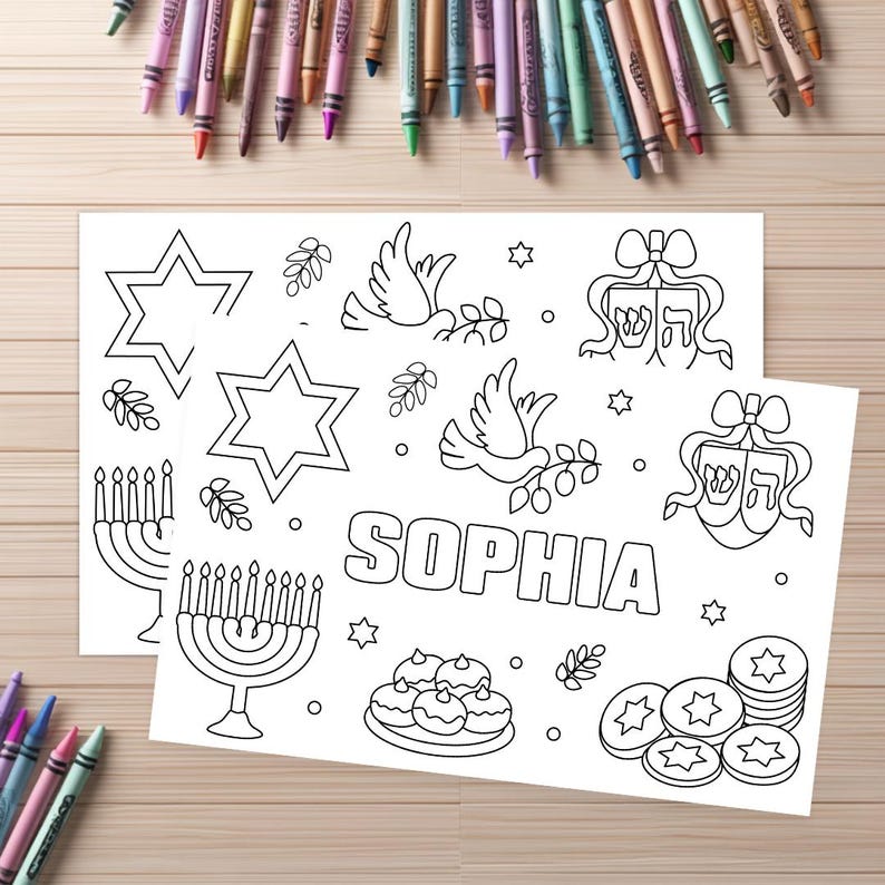Personalized Hanukkah Coloring Placemat | Bold & Easy Coloring Family ...