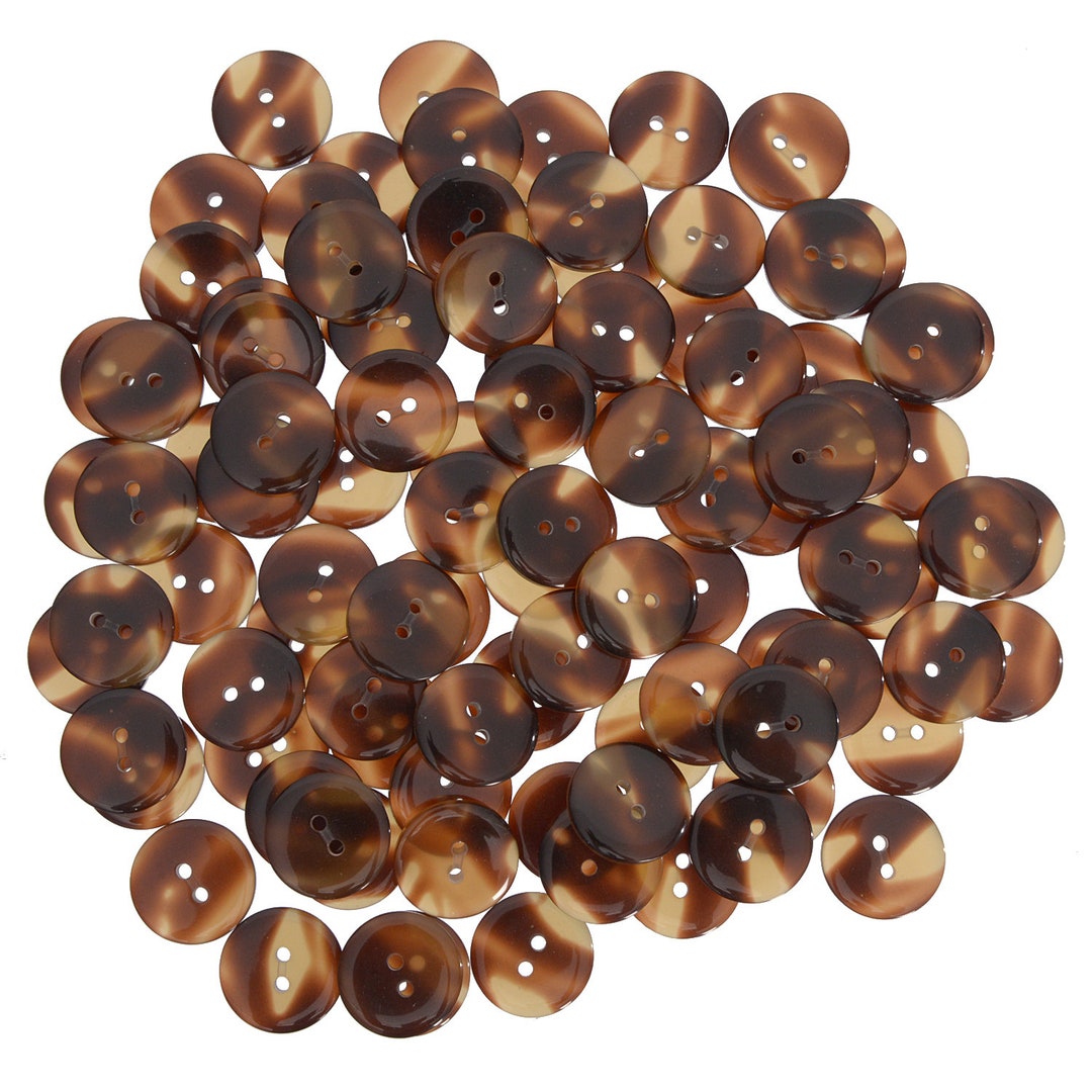 Polyester Imitation Tortoise Shell Button - 2 Hole - Notch Center ...
