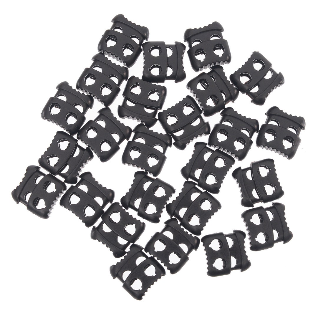 Nylon Plastic Mini Cord Lock - Concaved Ridged Top and Bottom - Double ...