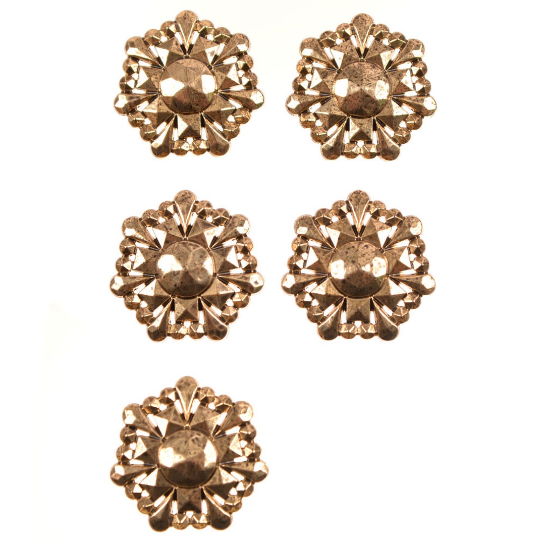 ABS Metal Plated Shank Button - Faceted Snow Flake Shape - 28line(18mm ...