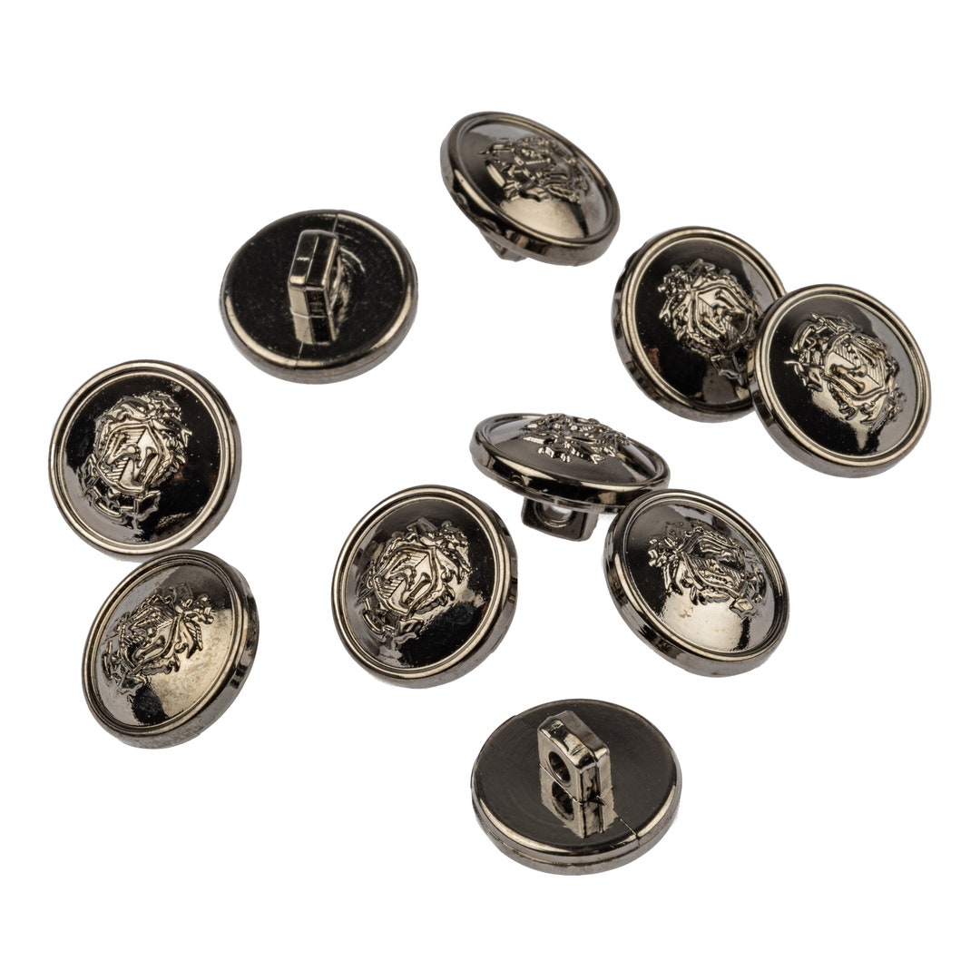 ABS Metal Plated Shank Button - Initialized Heraldic Shield Crest ...