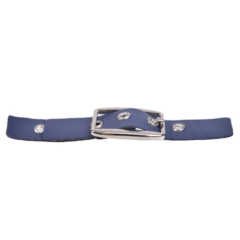 Sew on Faux Leather Tab Closure -3/4" X 5" Adjustable Blue Tab With ...