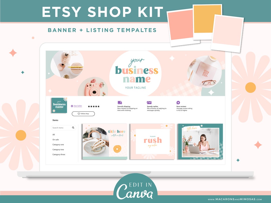 Etsy Banner Templates Canva, Etsy Shop Kit, Listing Templates for ...