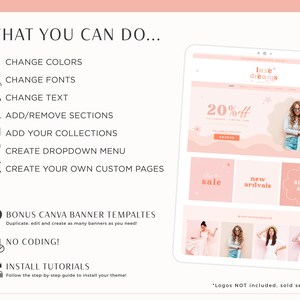 Pink Retro Shopify Boutique Theme 2.0 for Ecommerce, Boho Shop Banners ...