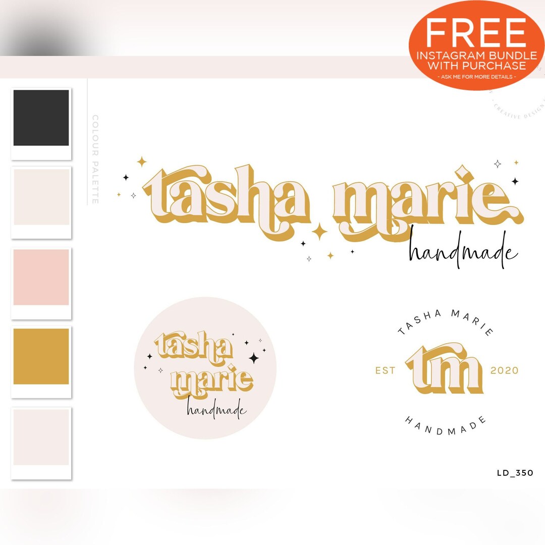 Boho Logo Design Package Vintage Logo Organic Bohemian Logo & - Etsy