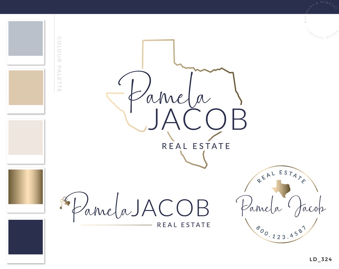 Texas Real Estate Logo, Realty Agent Logo, Gold Logo Design, Premade ...