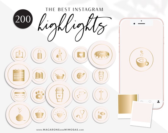 Instagram Story Highlight Icons Gold Pink Instagram Stories | Etsy
