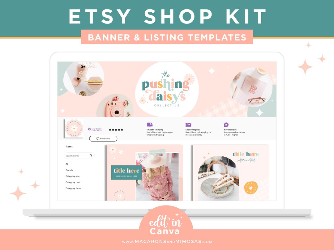 Etsy Banner Templates Canva, Etsy Shop Kit, Listing Templates for ...