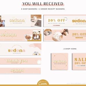 Boho Etsy Banner Kit, Brand Your Etsy Shop Business With Retro Logos ...