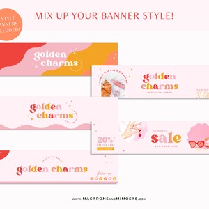 Fun Bright Pastel Retro Etsy Banner Kit Editable Templates for Canva ...