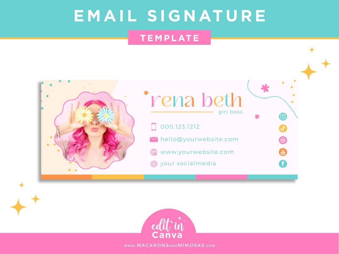 Vibrant Pastel Email Signature Template for Canva - Customizable ...