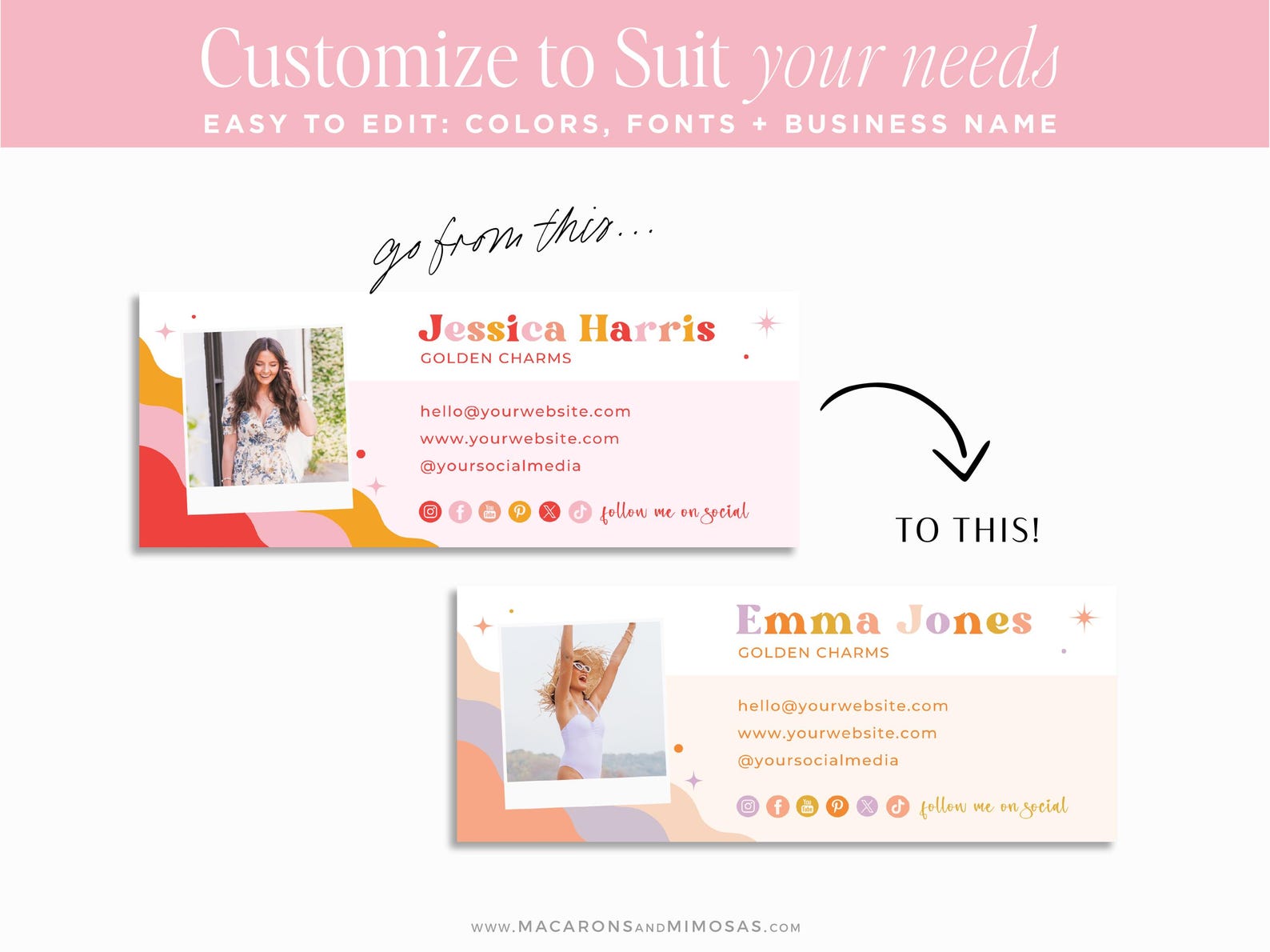Email Signature Template Logo, Editable Canva Retro Signature Design ...