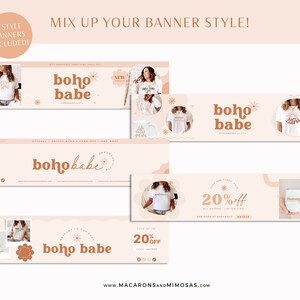 Boho Etsy Shop Banner Kit and Template Set, Complete Marketing Package ...